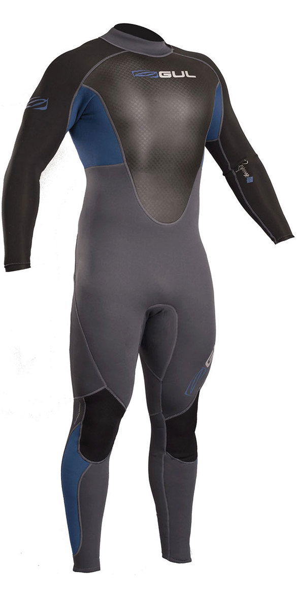 2019 Gul Response 3/2mm Flatlock Back Zip Wetsuit Blue / Graphite ...