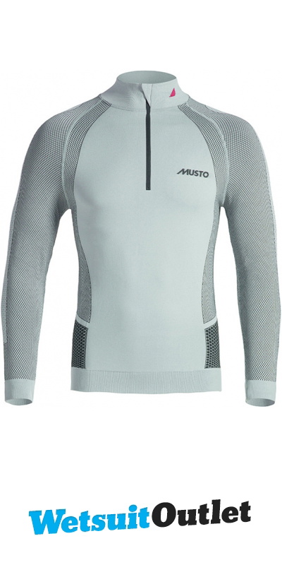 Musto Active Base Layer ZIP NECK L / S Top SU0160 in PLATINUM - Sailing ...