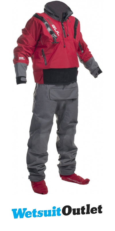 Gul Taw Kayaking Drysuit U-ZIP Pee Zip Red / Grey GK0149 - Drysuits ...