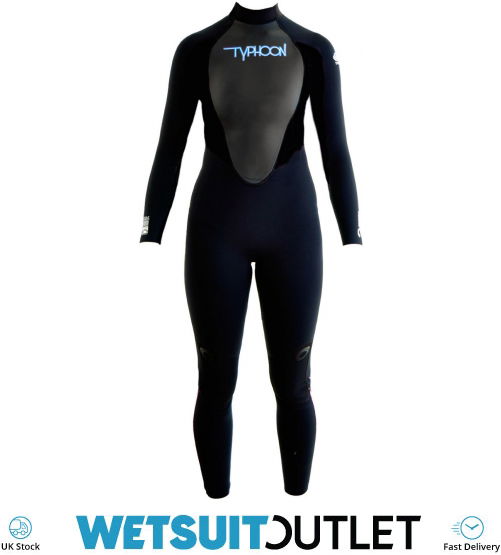 2019 Typhoon Womens Storm 5/4/3mm GBS Wetsuit Black / Blue Logo 250691 ...