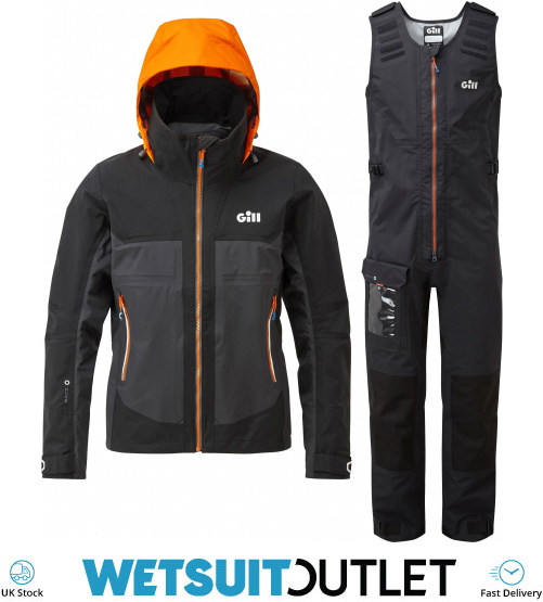 2021 Gill Mens Race Fusion Jacket & Salopette Combi Set - Black - RS23 RS25 | Wetsuit Outlet