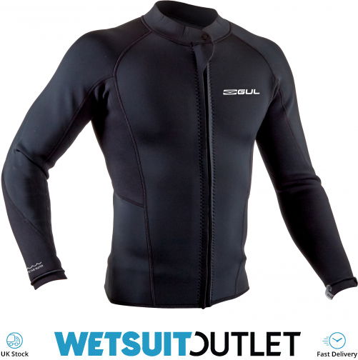 2024 Gul Mens Response 3mm Front Zip Jacket RE6304-B9 - Black - Wetsuit ...