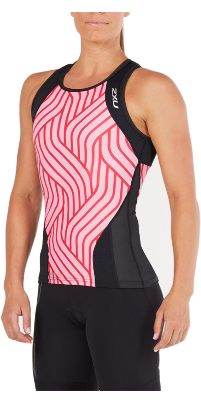 2XU Womens Perform Triathlon Singlet BLACK / ROSE PINK TIDE WT4857a ...