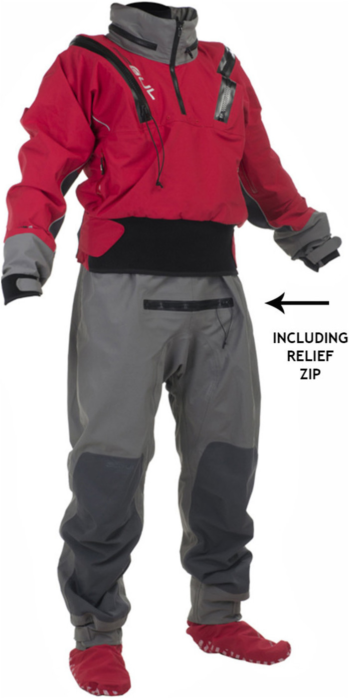 Gul Scapa Kayak Drysuit U-ZIP PeeZip Inc FLEECE Grey / Red GK0147 ...