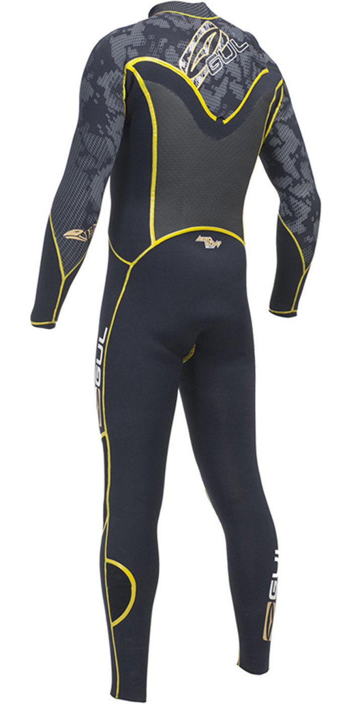 Gul Viper Venom Mens 5/3mm CHEST ZIP Wetsuit in Black/Yellow VR1231 ...