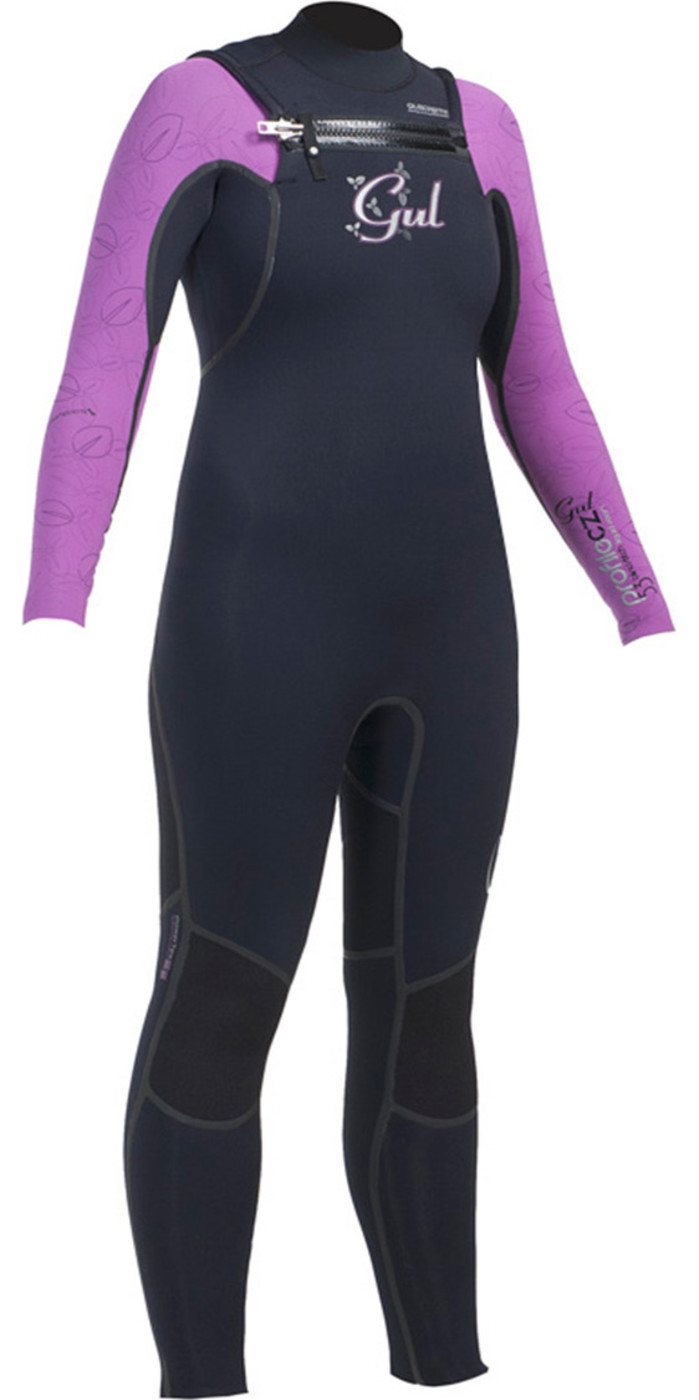 Gul Ladies PROFILE 5/3 Chest Zip Wetsuit in Black / Iris PR1230 ...