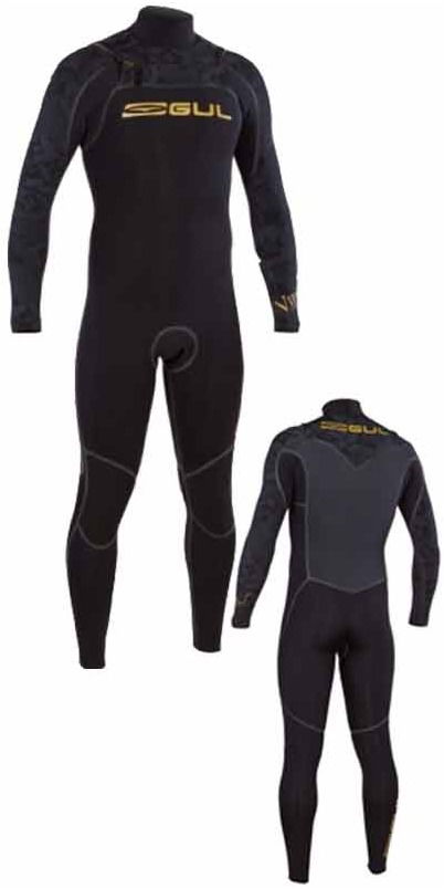 Gul Viper 6/6mm Steamer Wetsuit in Black/Gold VR1227 CHEST ZIP ...